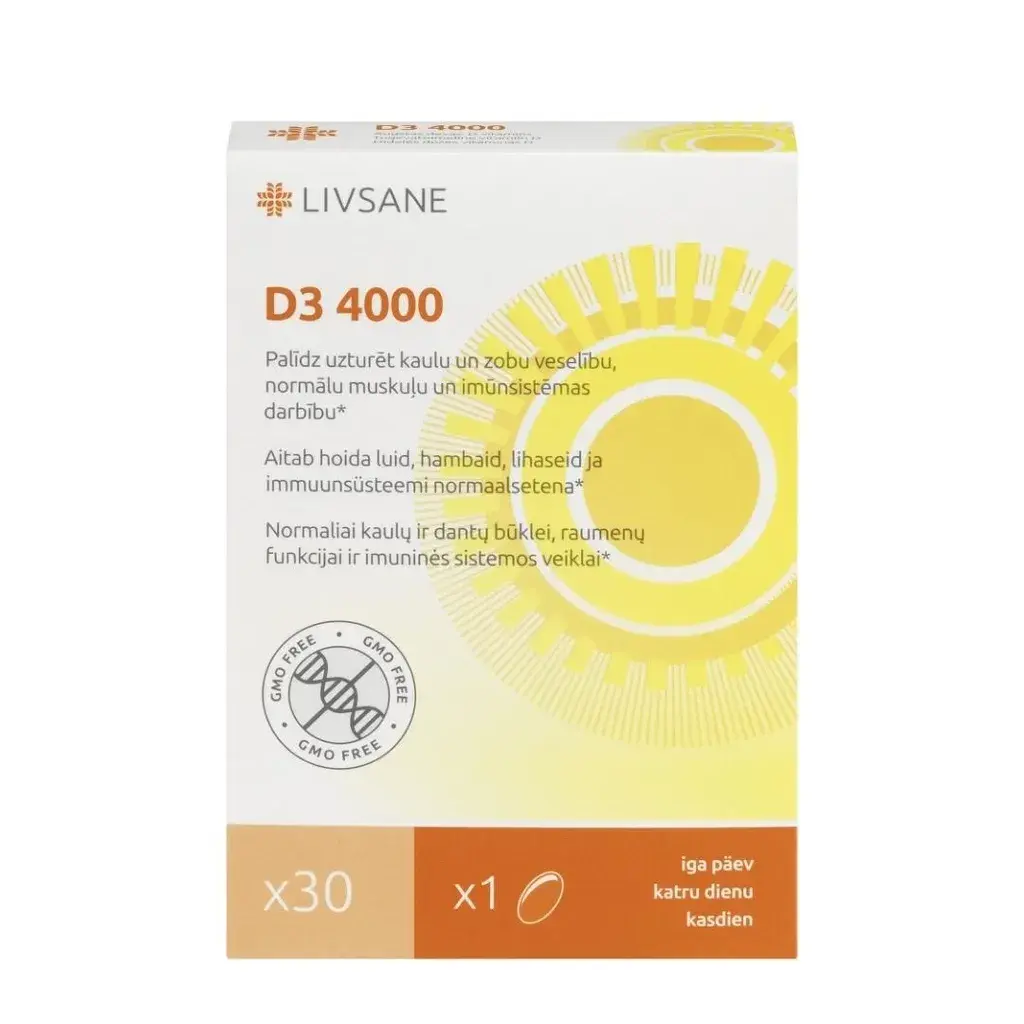 Livsane Vitamin D3 visoka doza, 30 kapsula