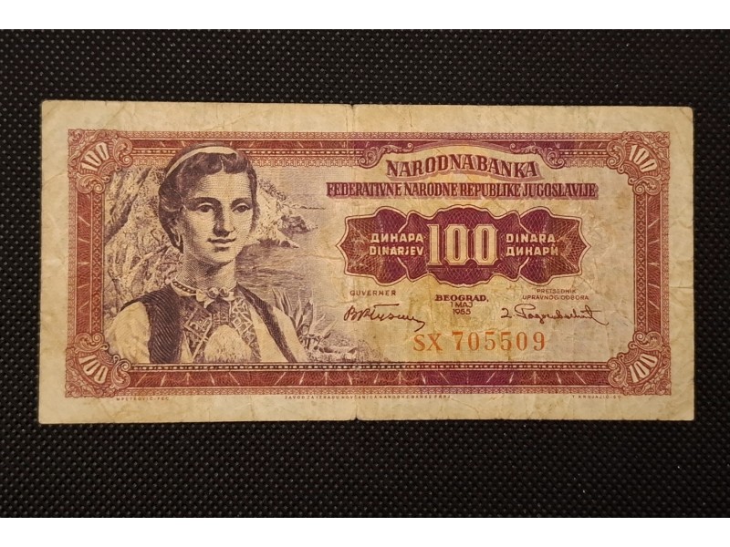 100 dinara 1955.
