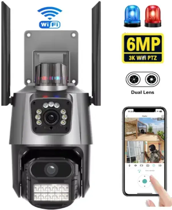 GMB Kamera CAM-IP6MP-EP11-QQ, 6 Mpix, microSD, iCSee, Xmeye App, Two-way voice, PTZ, IP66, 2.8 mm, 3.6 mm