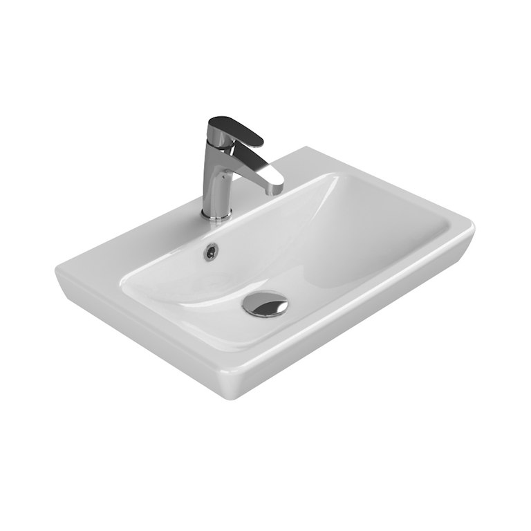 Turkuaz CeraStyle Porto White umivaonik (lavabo) 55,5x38x7 konzolni sa rupom za bateriju i prelivom 68000UID: EK000754336