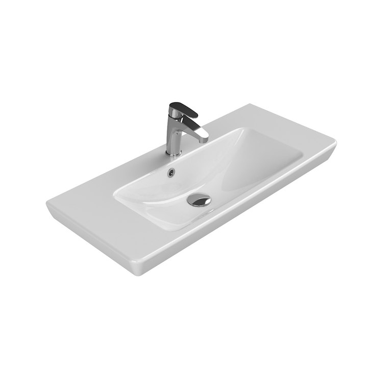 Turkuaz CeraStyle Porto White umivaonik (lavabo) 85,5x38x7 konzolni sa rupom za bateriju i prelivom 68200UID: EK000754398