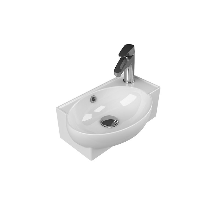 Turkuaz CeraStyle Mini White umivaonik (lavabo) 44,5x28,5x14,5 konzolni i nadgradni sa rupom za bateriju desno i prelivom 1300UID: EK000754832