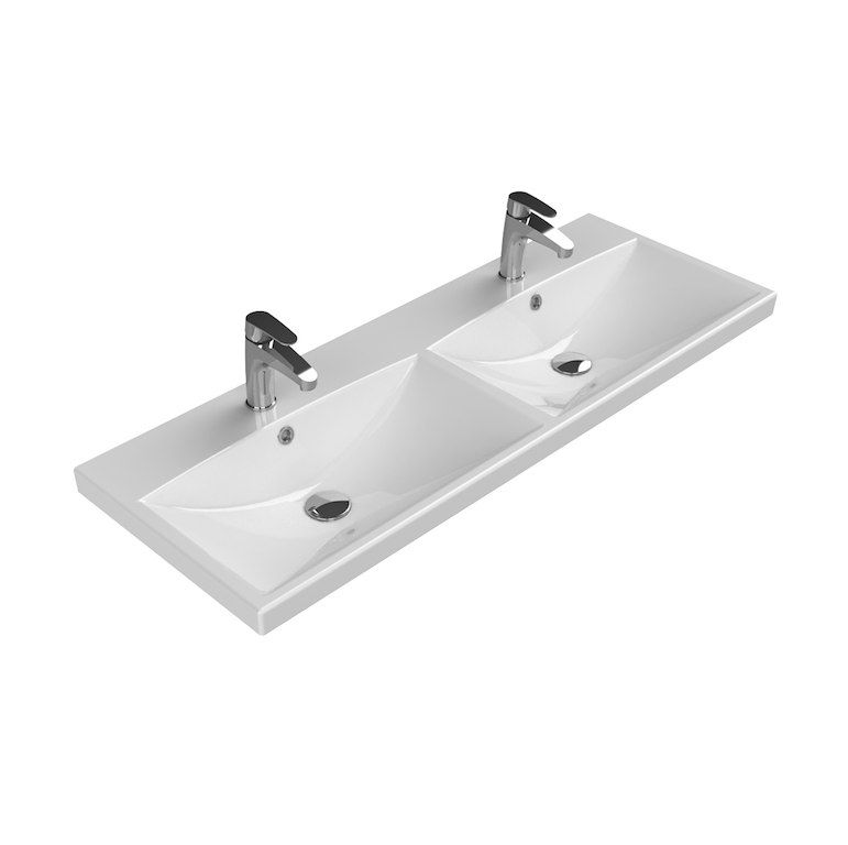 Turkuaz CeraStyle Elite White umivaonik (lavabo) 120x45x5 konzolni sa duplim koritom, rupom za bateriju i prelivom 32500UID: EK000754459