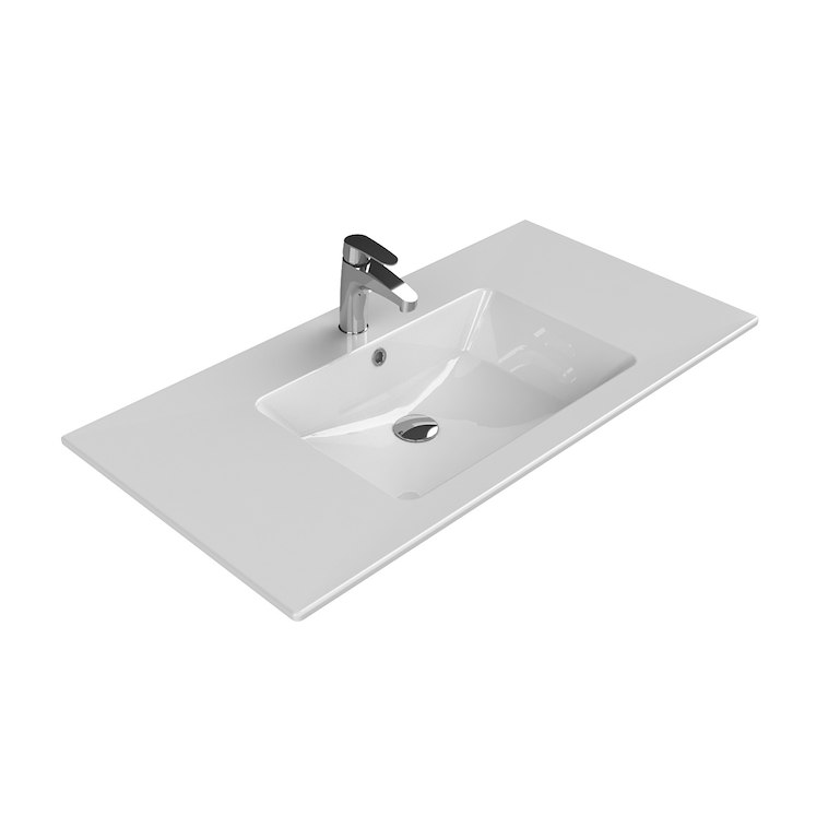 Turkuaz CeraStyle Ibiza White umivaonik (lavabo) 101x51x1,5 konzolni sa rupom za bateriju, prelivom i zaravnjenjem levo i desno 50500UID: EK000754383