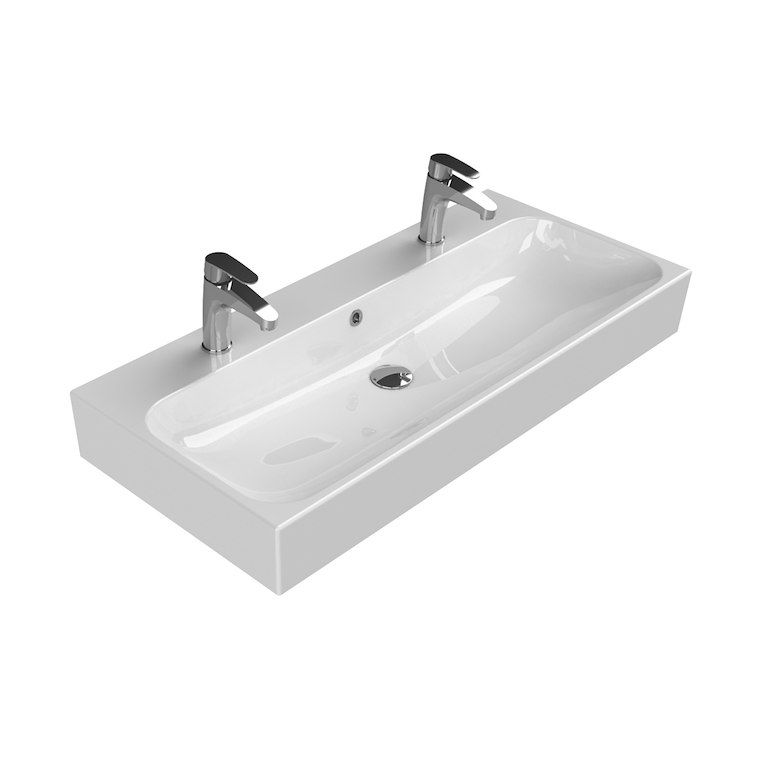 Turkuaz CeraStyle Pinto White umivaonik (lavabo) 101x46,5x13 konzolni i nadgradni sa 2 rupe za bateriju i prelivom 80500UID: EK000755185