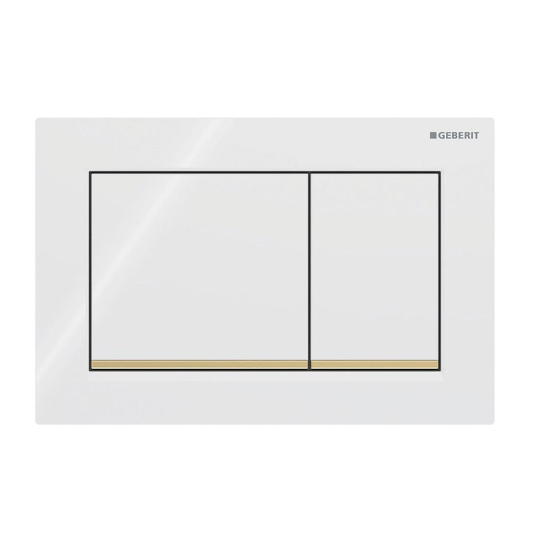Geberit 115.080.KK.1 Omega20 White / Gloss Gold taster za ugradne vodokotliće dvokoličinski četvrtastiID: EK000755437
