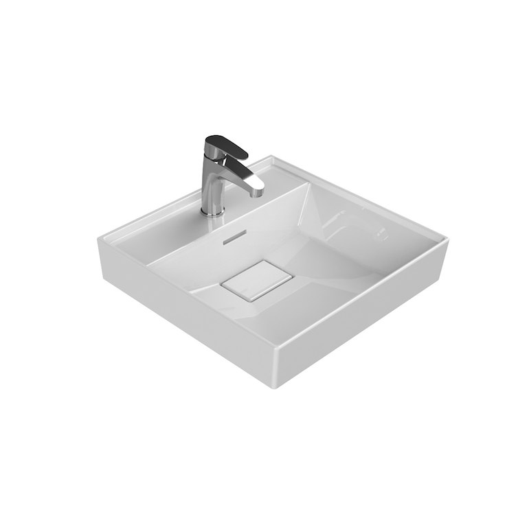 Turkuaz CeraStyle Sharp White umivaonik (lavabo) 48x48x10 konzolni sa rupom za bateriju i prelivom sa keramičkim odvodom 37000UID: EK000754873
