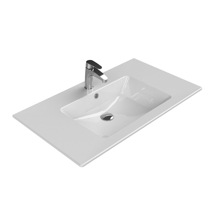 Turkuaz CeraStyle Ibiza White umivaonik (lavabo) 91x51x1,5 konzolni sa rupom za bateriju, prelivom i zaravnjenjem levo i desno 50400UID: EK000755143