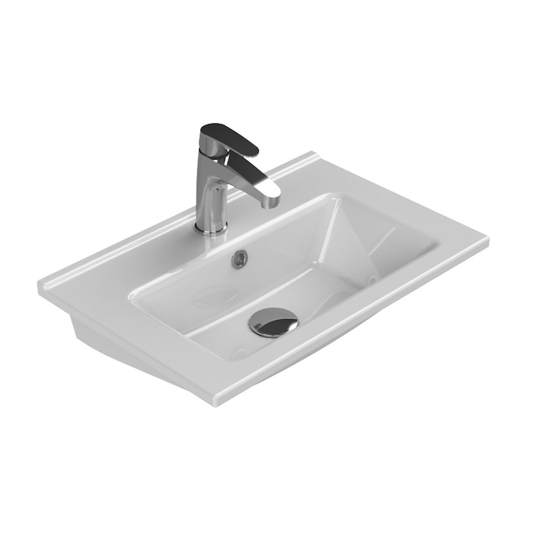Turkuaz CeraStyle Arte White umivaonik (lavabo) 55x36,5x2 konzolni sa rupom za bateriju i prelivom 67200UID: EK000755419