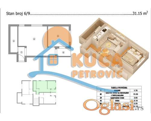 Novogradnja 31m2 Branko Bjegović