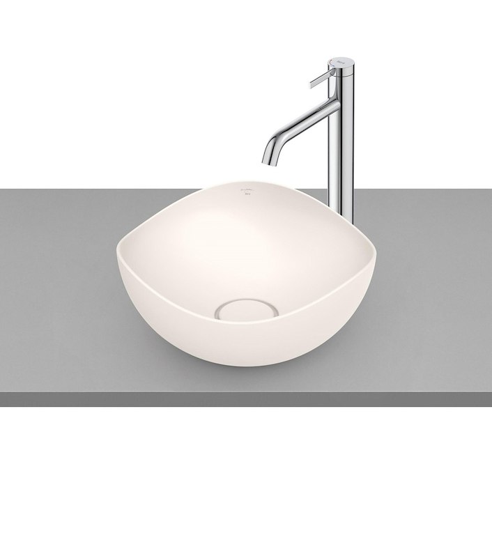 Roca A327A15000 Ruy Ohtake White FineceramicÂ® umivaonik (lavabo) 38x38x18,1 nadgradni asimetrični ovalni sa poklopcem za odlivID: EK000755206