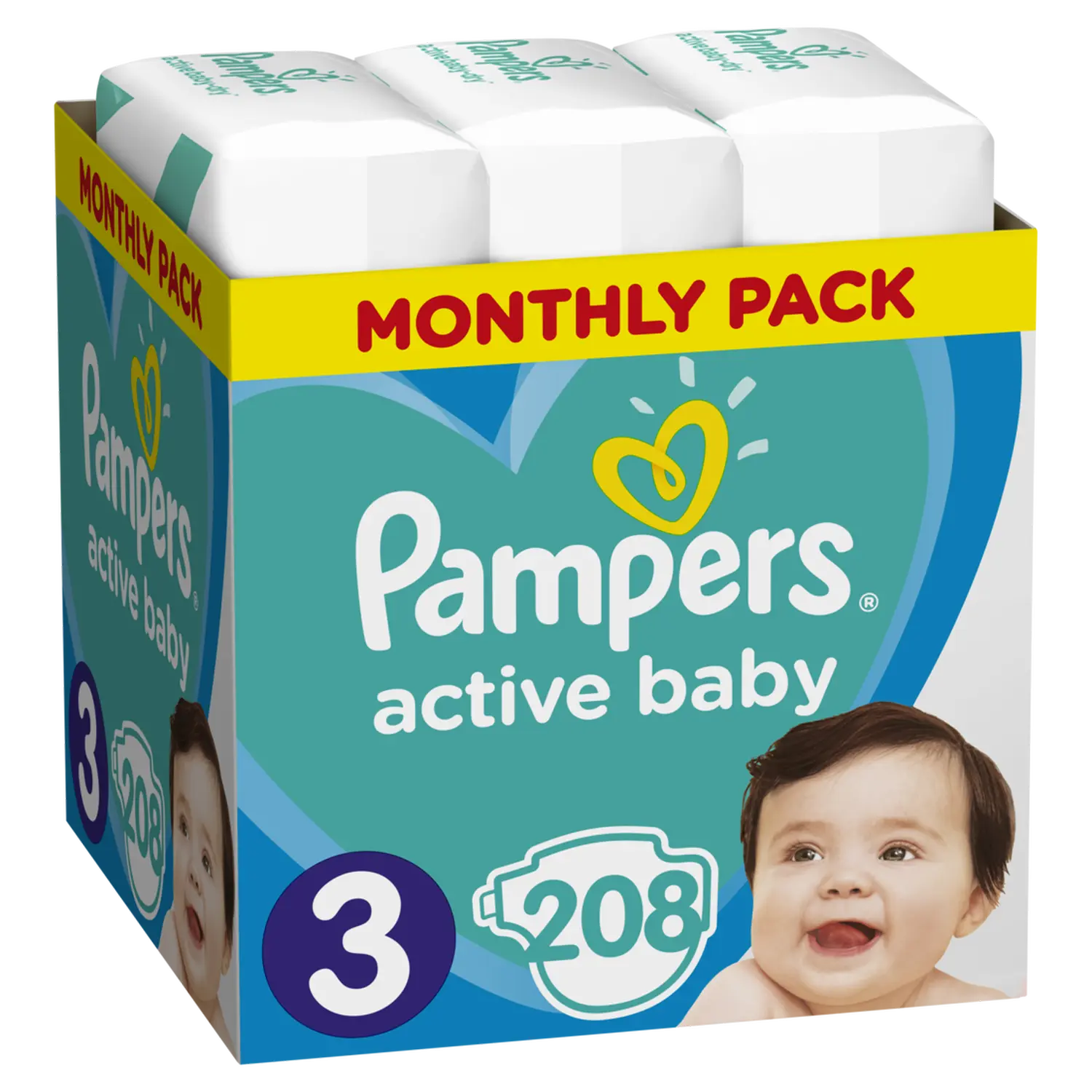 Pampers Pelene Active baby Monthly, S3, 6-10kg, 208 komada