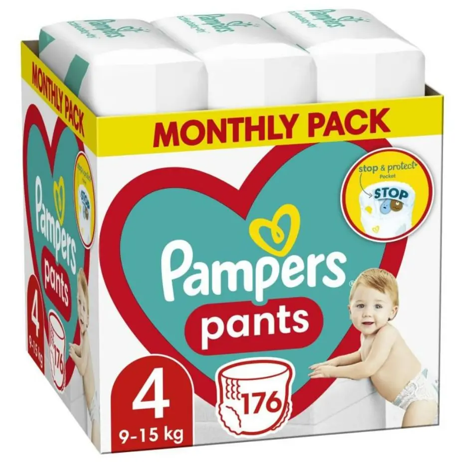 Pampers Pelene Pants Monthly, S4, 9-15kg, 176 komada