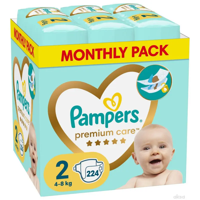 Pampers Pelene Premium Monthly, S2, 4-8kg, 224 komada