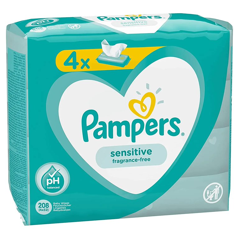 Pampers Maramice Sensitive, 4X52 komada