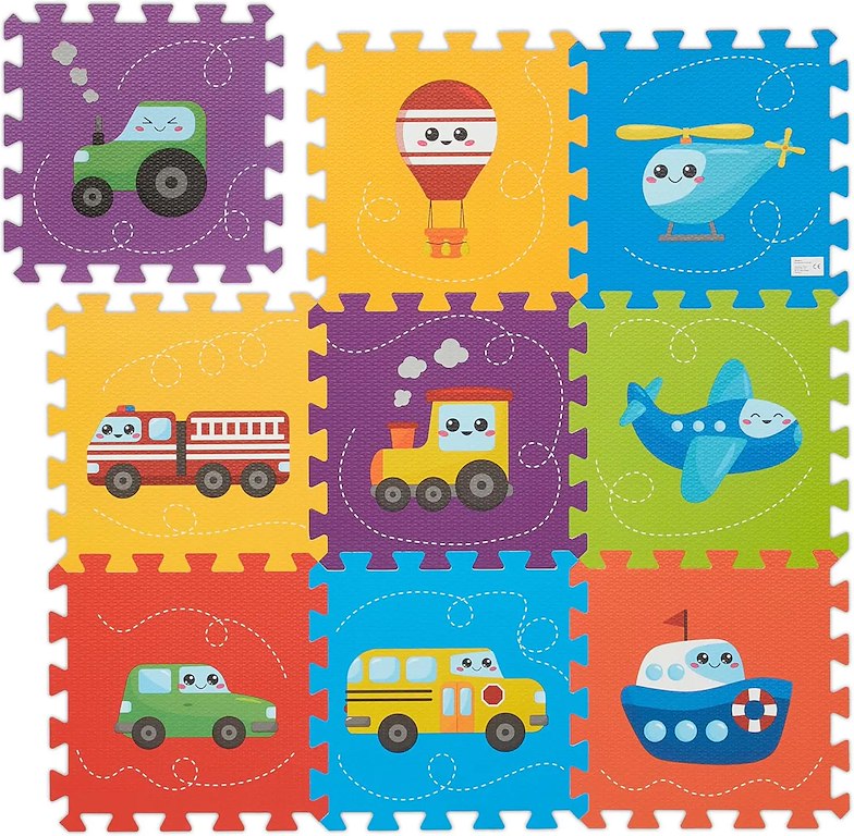 ECO TOYS podloga za igru Puzzle Vehicles, 86x86cm