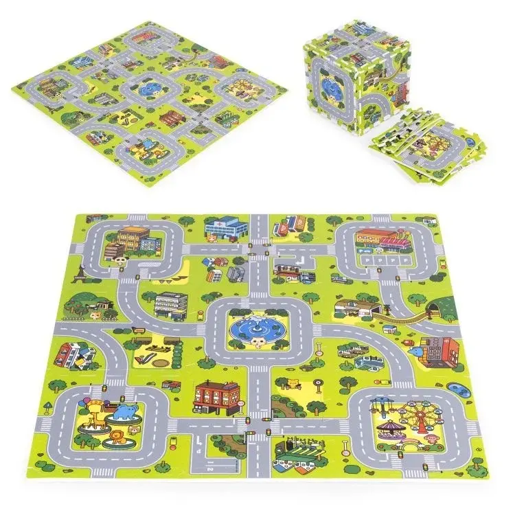 ECO TOYS Edukativna puzzle podloga za igru, 90,5x90,5cm, City
