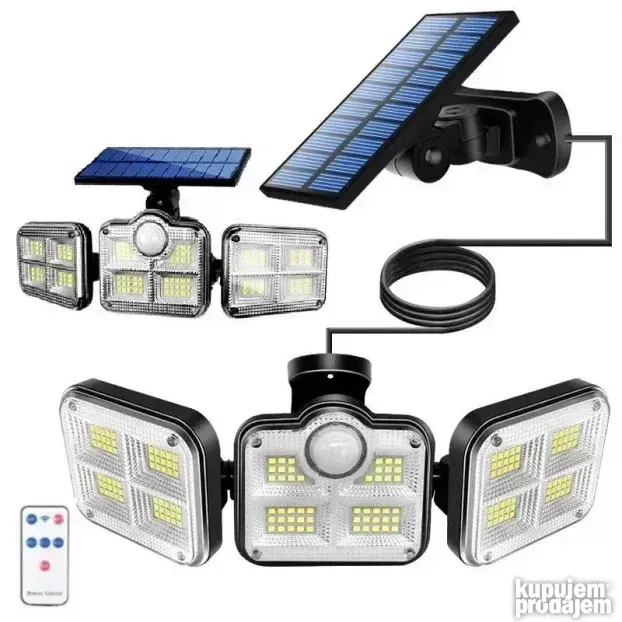 NOVO! 3 Solarne lampe sa senzorom pokreta i daljinskim upravljačem