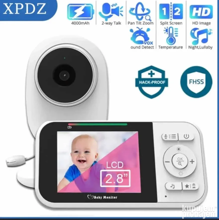 NOVO! Bebi monitor Baby kamera sa alarmom i termometrom 2.8 inca