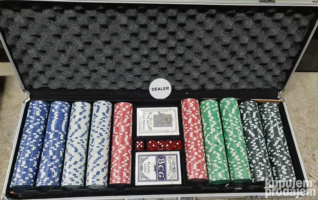 NOVO! čipovi za poker 500 kom – dva špila karata i kofer