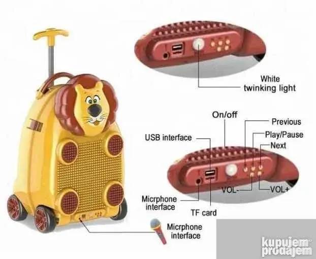 NOVO! Deciji kofer + bluethoot zvucnik mikrofon 3u1 putni kofer