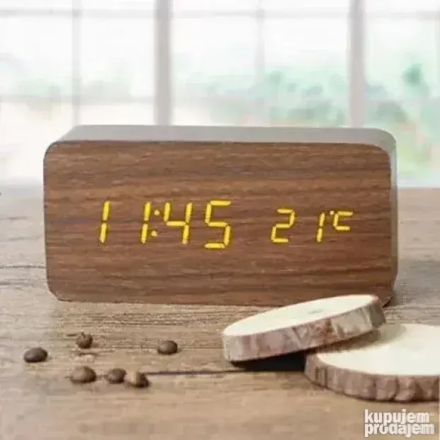 NOVO! Drveni sat Digitalni sat Budilnik Wooden clock Digitalni sat
