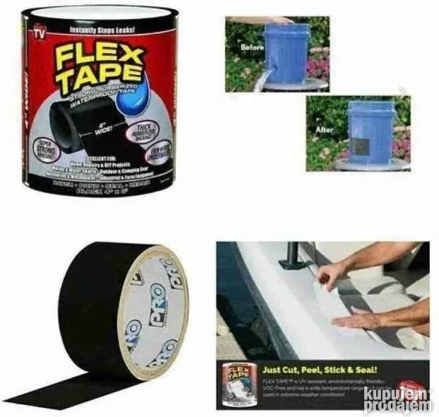NOVO! Flex tape Vodootporna traka Crna Bela Traka za popravke