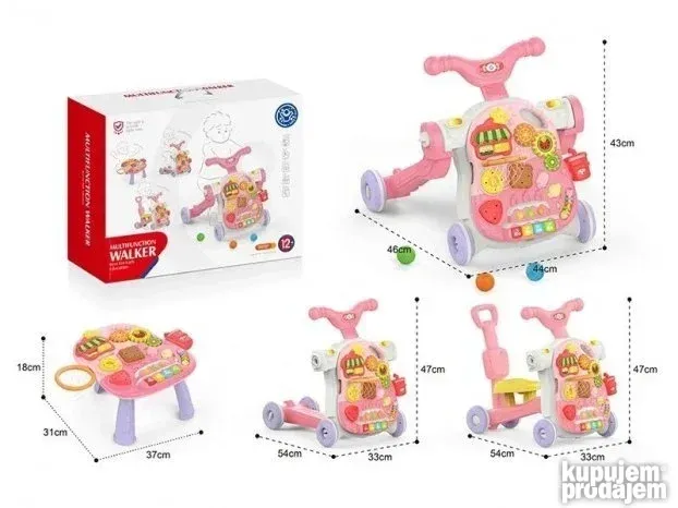 NOVO! Guralica hodalica stočić 4u1 sa životinjama