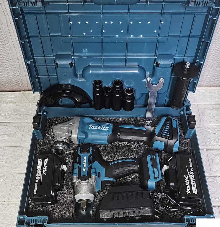 NOVO! Makita Aku Set Brusilica I Udarni Odvijac 128V Sa 2 Baterije