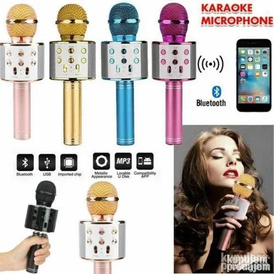 NOVO! Mikrofon Bluetooth USB SD Karaoke sa zvucnikom WS-858
