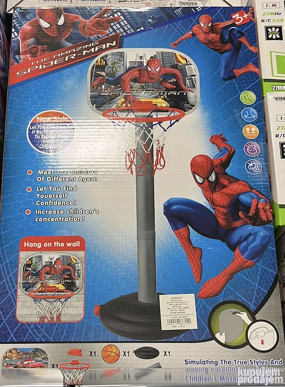 NOVO! Spiderman koš na postolju + lopta, dečiji koš za igru