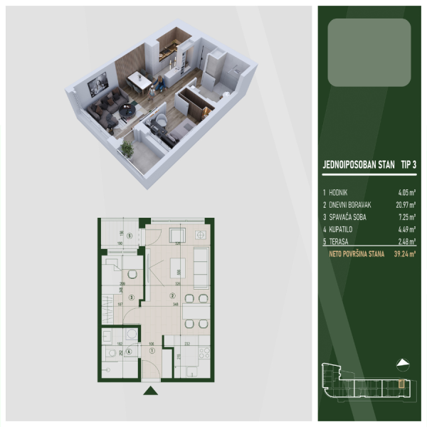 U blizini parka Čair, Jednoiposoban stan na prodaju, 39.24m2, 90.256€