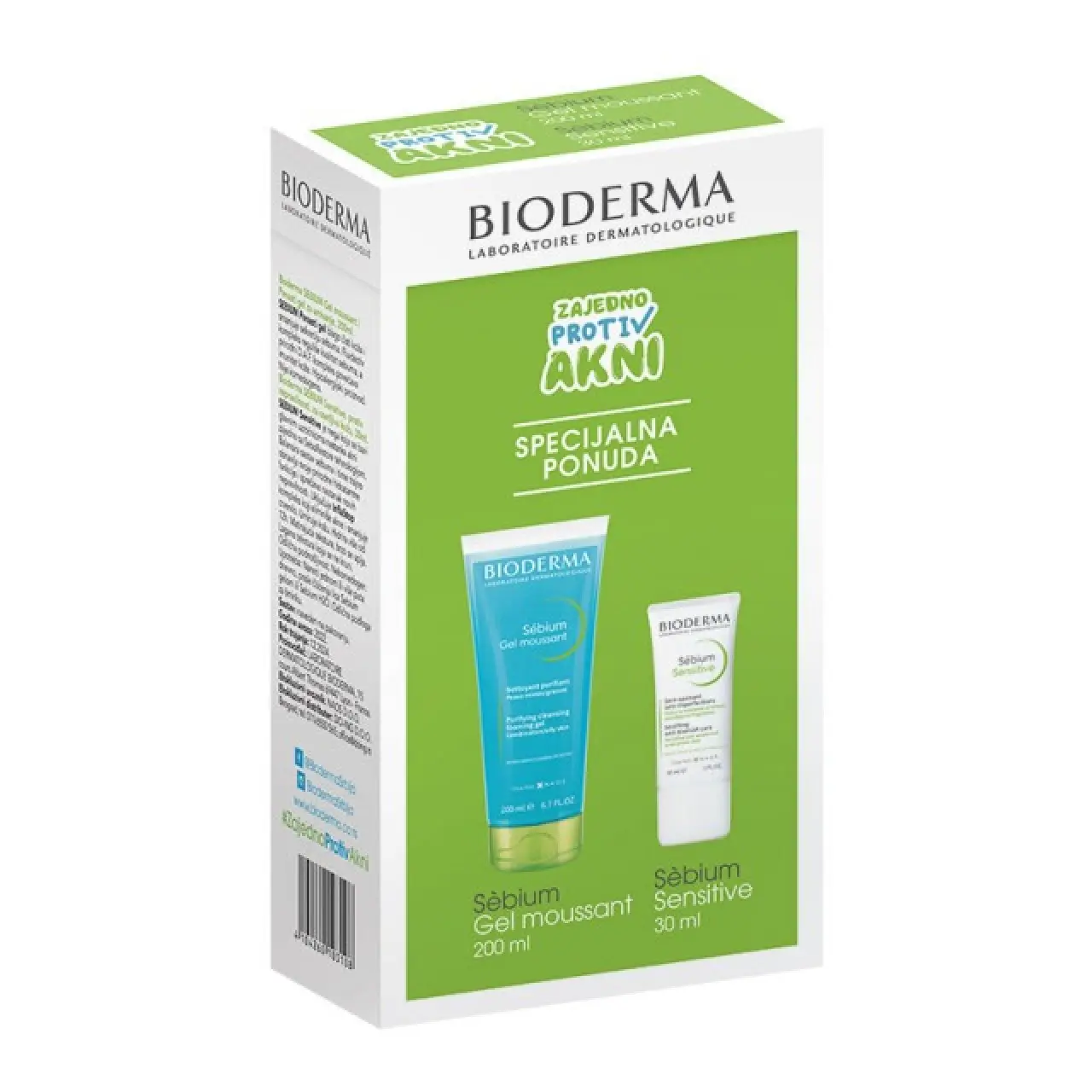 Bioderma Set Gel za čišćenje Sebium 200ml+Krema za lice Sensitive 30ml