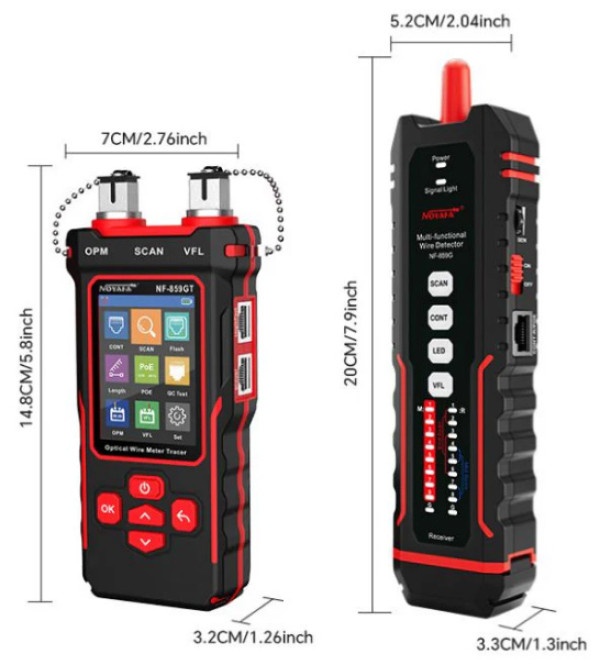 NOYAFA NF-859GT Tester za više kablova za Ethernet i vlakna sa jedinstvenim prijemnikom, VFL, PoE