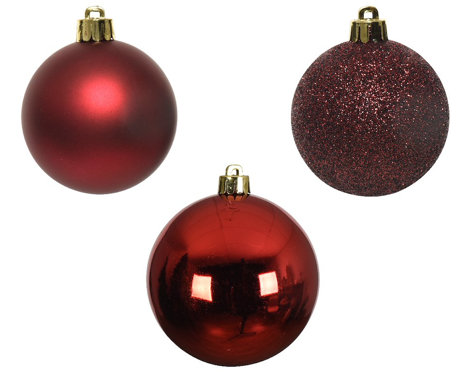 NG dekoracija - HANGING BAUBLE SET MIX 10pcs 6cm 020173 - Oxblood - KMG