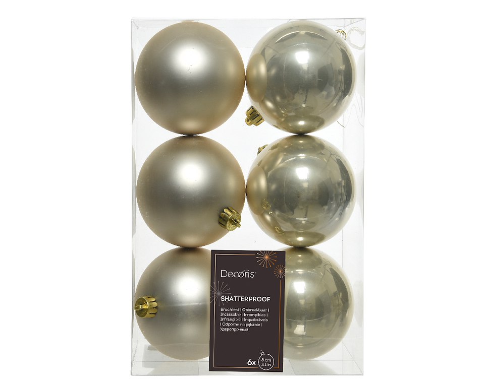 NG dekoracija - HANGING BAUBLE SET MIX 6pcs 8cm 022065 - Pearl - KMG