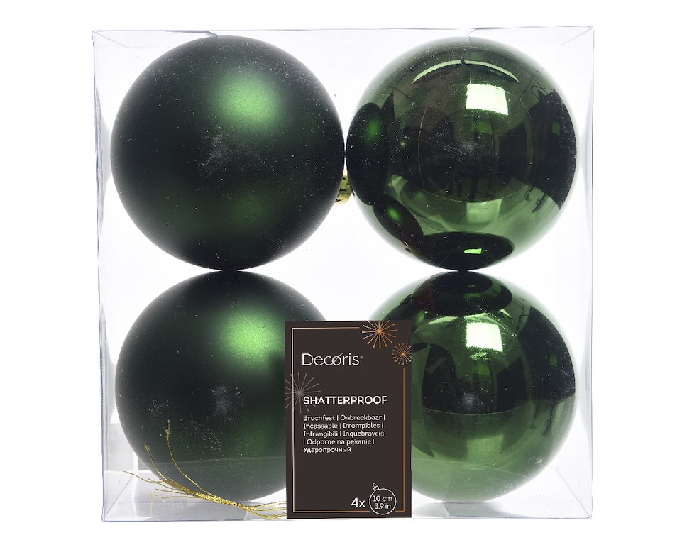 NG dekoracija - HANGING BAUBLE SET MIX 4pcs 10cm 022187 - Pine Green - KMG