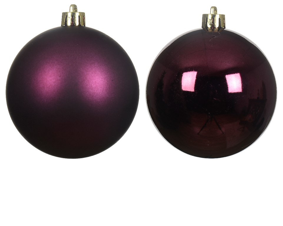 NG dekoracija - HANGING BAUBLE SET MIX 6pcs 8cm 022596 - Dark mauve - KMG