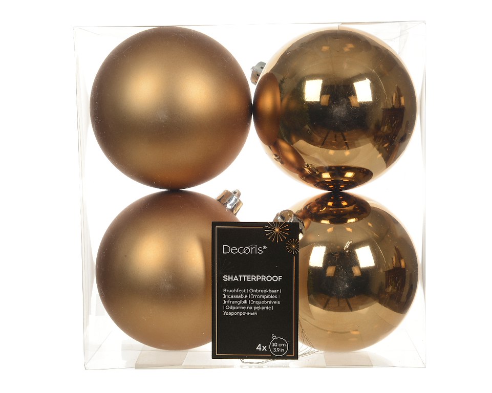 NG dekoracija - HANGING BAUBLE SET MIX 4pcs 10cm 022615 - Pecan brown - KMG