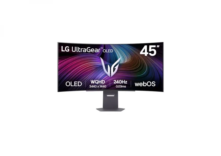 LG 45GX90SA-B 44.5" Curved UltraGear OLED WQHD 3440x1440@240Hz Gaming,21:9,1500000:1,275 cd/m²,1 ms,800R,178º/178º,HDR 10,NVIDIA G-Sync,FreeSync Premium,1 USB-C,1 DP,2 HDMI,2 USB Downstream/1 USB ...