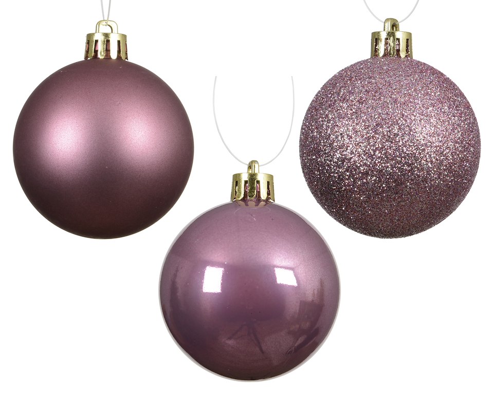 NG dekoracija - HANGING BAUBLE SET MIX 10pcs 6cm 022649 - Vintage pink - KMG