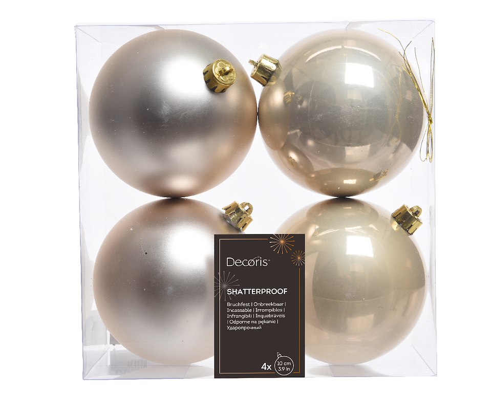 NG dekoracija - HANGING BAUBLE SET MIX 4pcs 10cm 022177 - Pearl - KMG