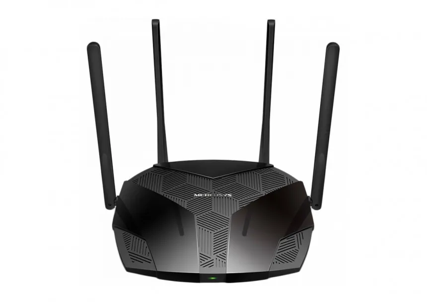 Mercusys MR80X AX3000 Dual-Band Wi-Fi 6 Router, 574 Mbps at 2.4 GHz + 2402 Mbps at 5 GHz, 4× Fixed External Antennas, 3× G LAN Ports, 1× G WAN Port, 1024-QAM, OFDMA, HE160, Router/AP mode, Beamfor...
