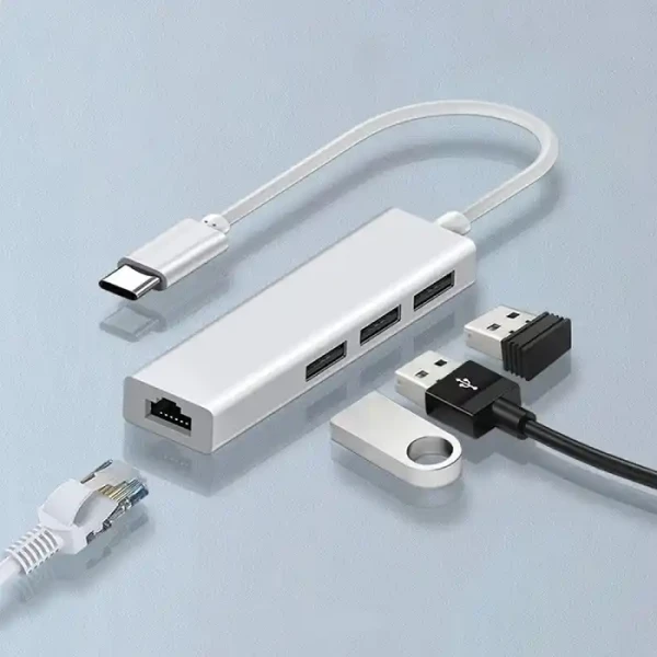 Adapter konverter Tip C -RJ45 100mb2xUSB 2.01xUSB 3.0 Kettz