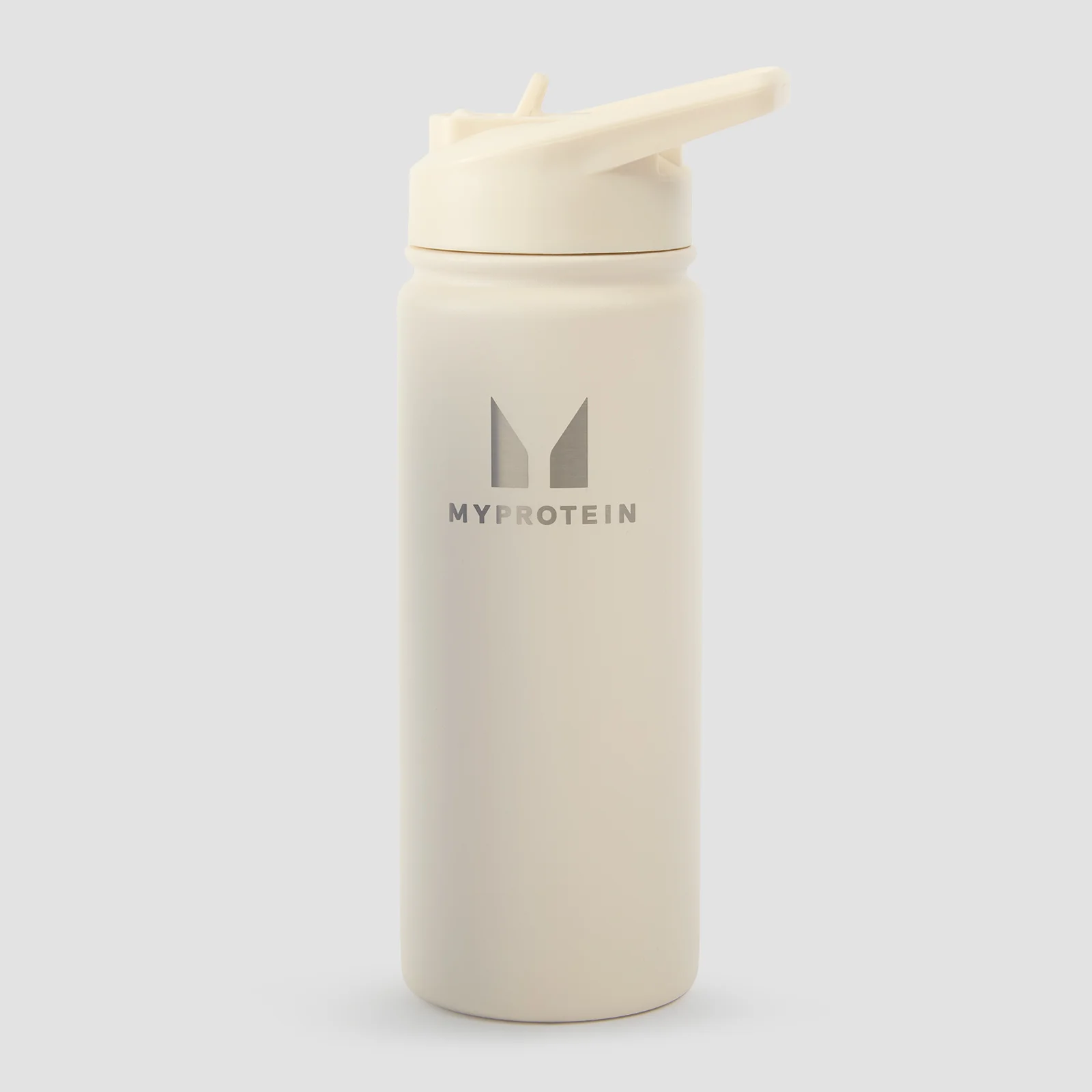 Myprotein Recycled Metal Flip Straw Bottle 500ml − boca sa slamčicom − krem