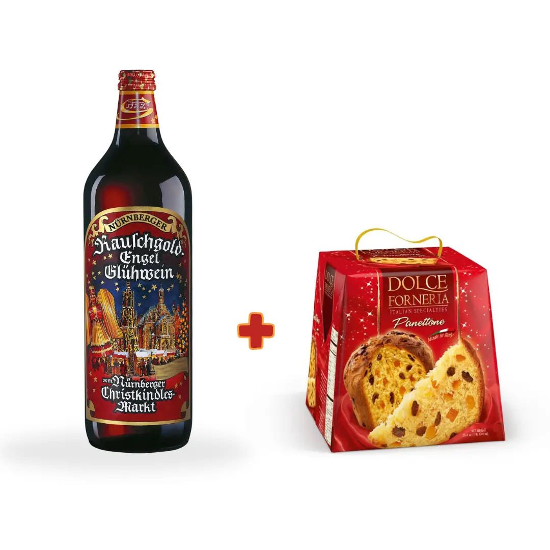NURNBERGER Crveno kuvano vino Gluhwein, 1l + DOLCE FORNERIA Panettone, 500g
