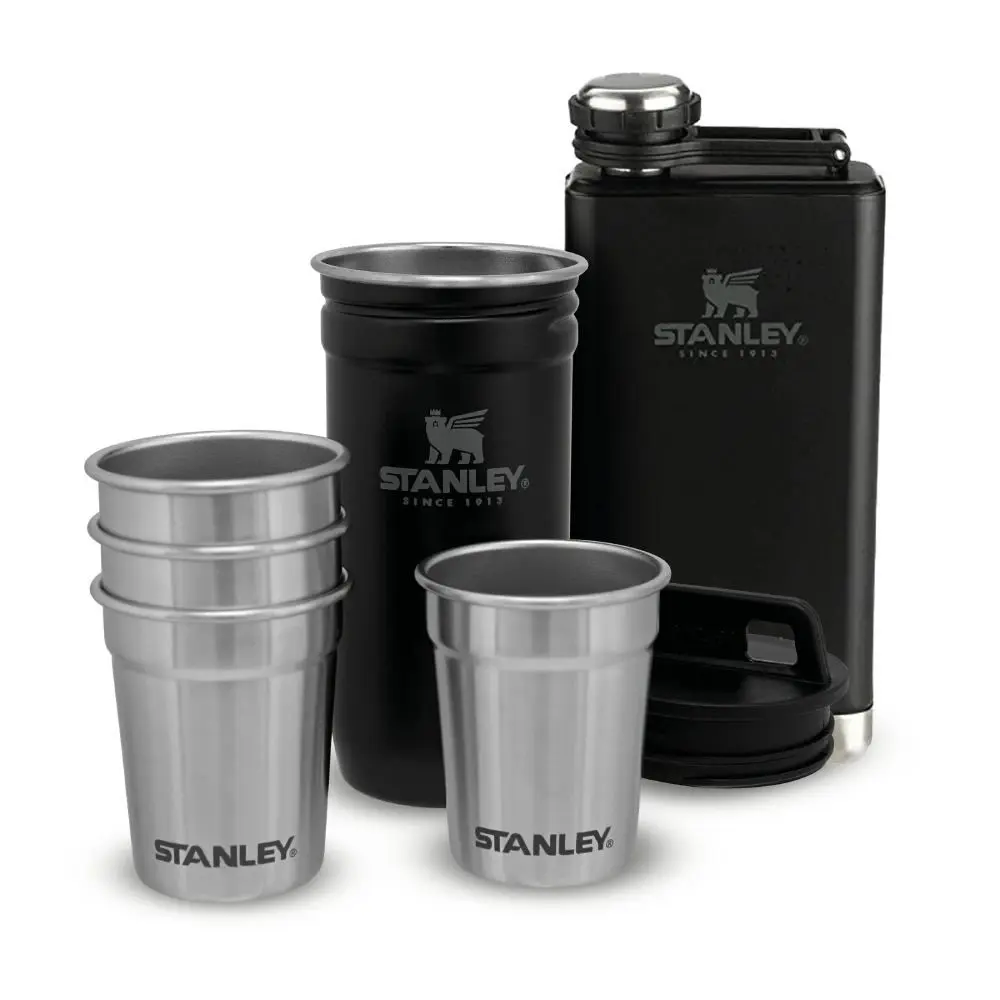 STANLEY Pre Party Shot Glass + Flask Matte Black Set