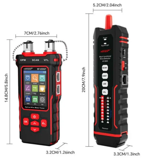 Noyafa NOYAFA NF-859GT Tester za više kablova za Ethernet i vlakna sa jedinstvenim prijemnikom, VFL, PoE
