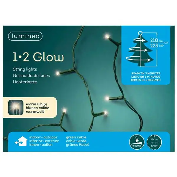 LUMINEO Lampice za jelku sa 223 LED dioda toplo belih 1-2 glow basic 7 nivoa lampica