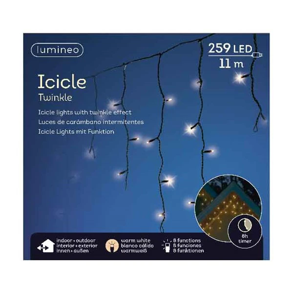 LUMINEO Lampice za jelku sa 259 LED diode toplo belih Ledenice 1100cm